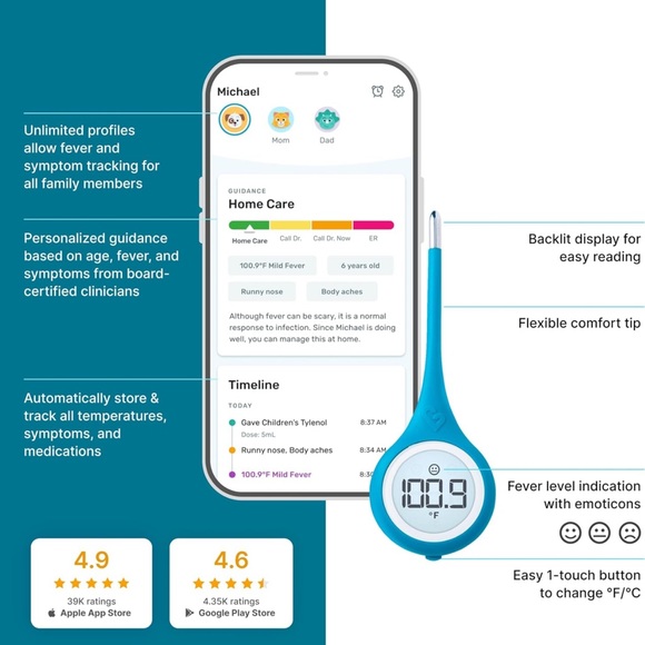 Kinsa | Wearables | Kinsa Quickcare Stick Oral Smart App Connected ...